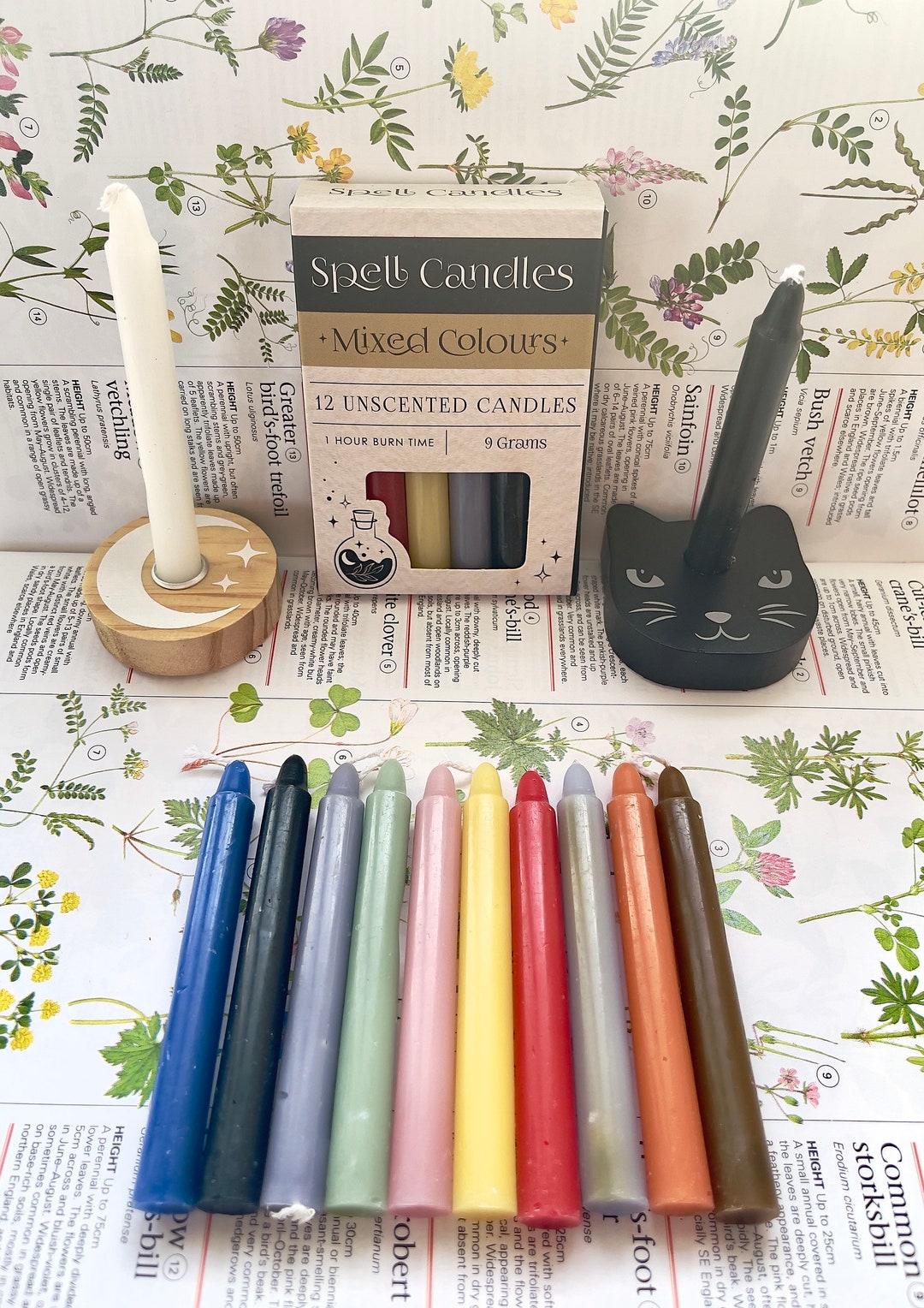 12 Magic Spell Candles Mixed Colour Box Spell Candle Holders witchcraft ...