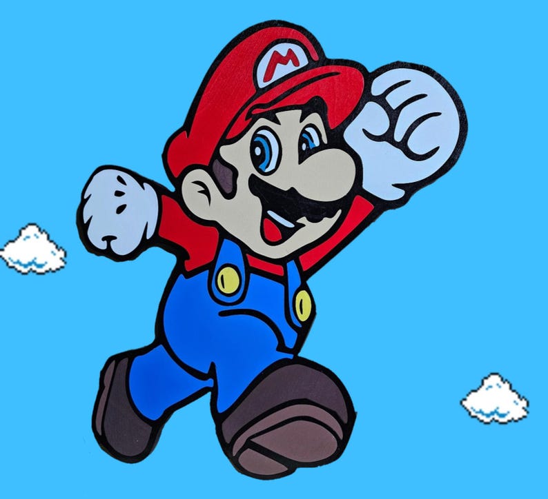 Super Mario Wood Cutout Wall Hanging - Etsy