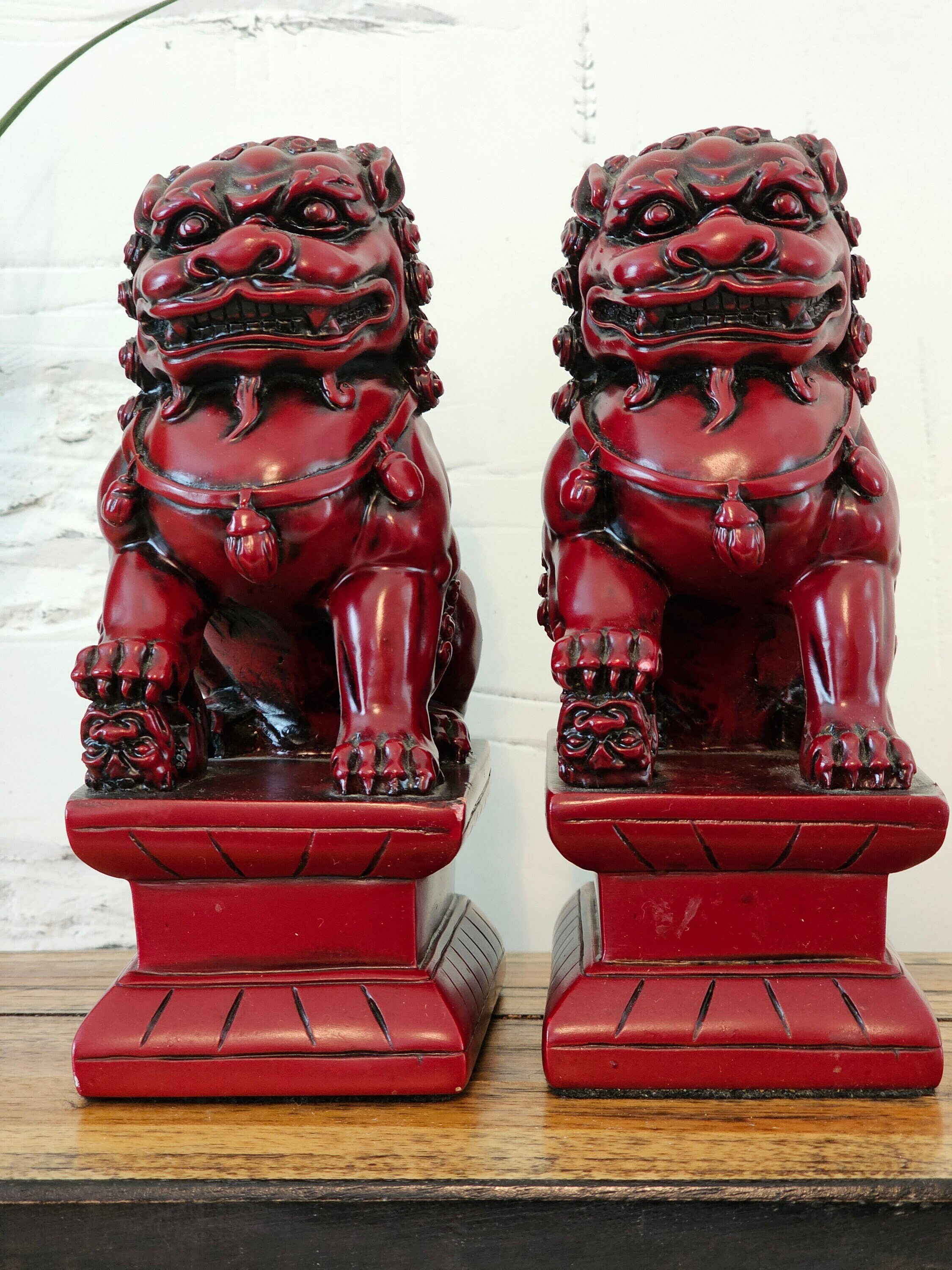 Chinese Lion Statue Red