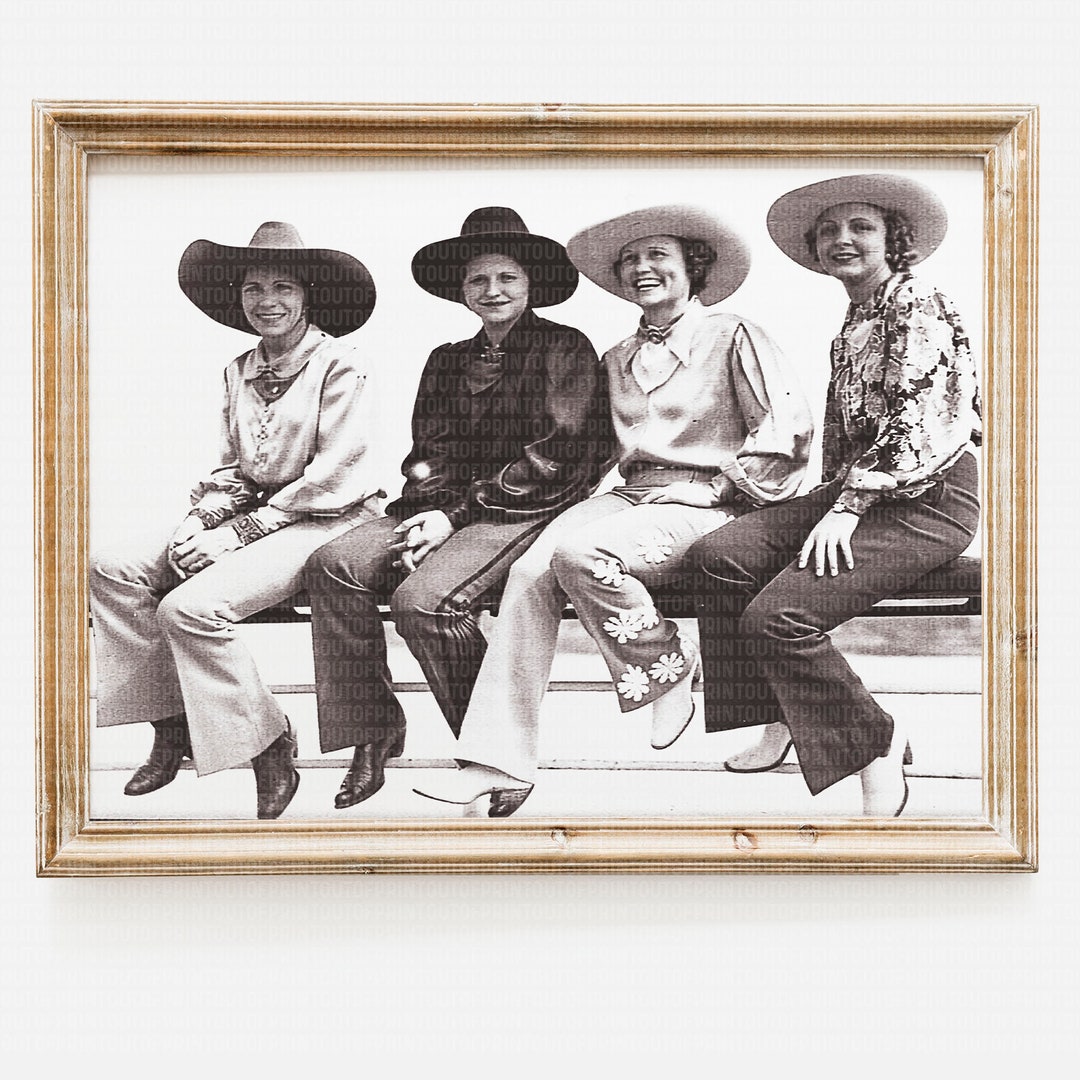 1900s Cowgirls Sitting on Fence, Western Photo, Group Portrait ...