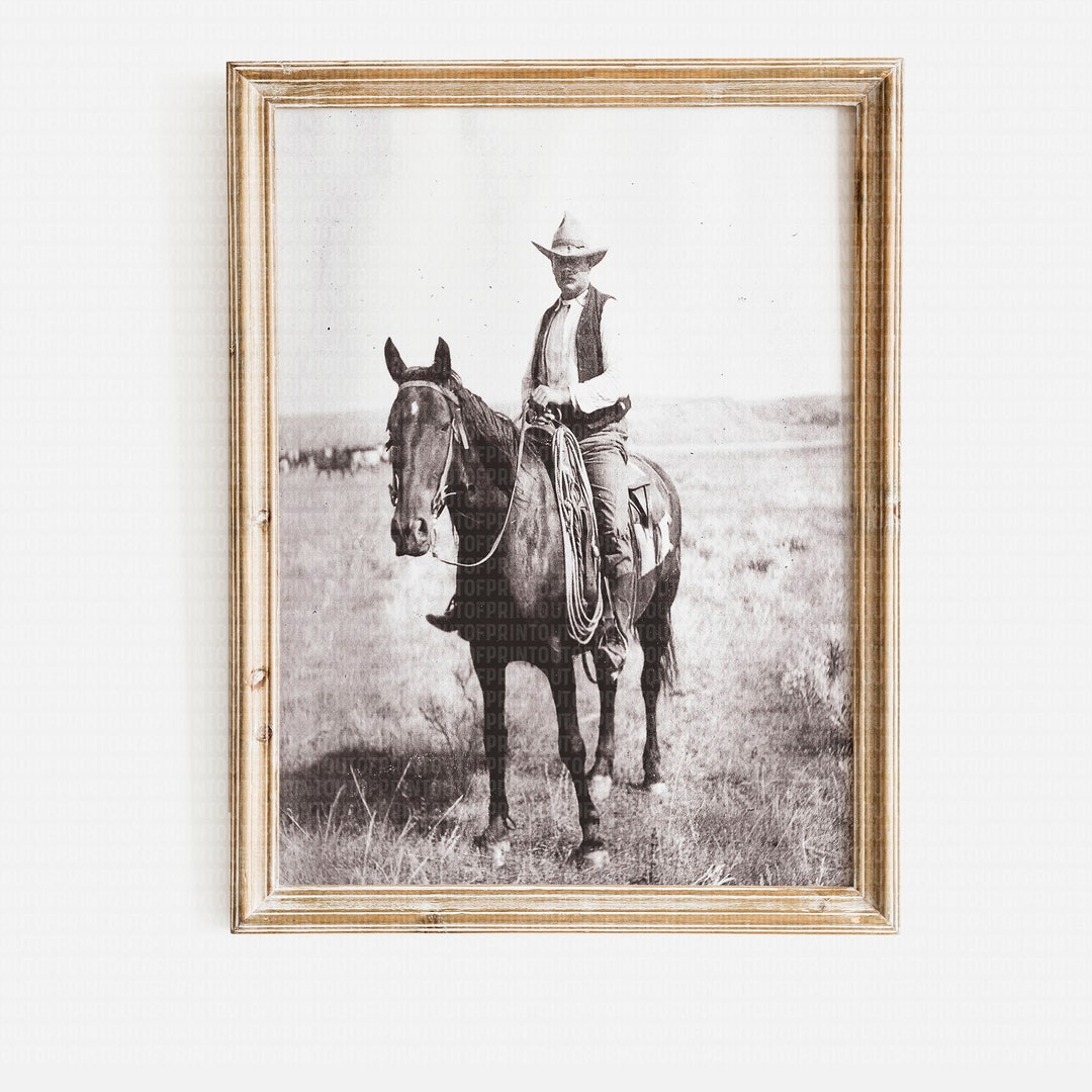 1900s Cowboy Riding Horse, Western Cowboy Photo, Group Portrait ...