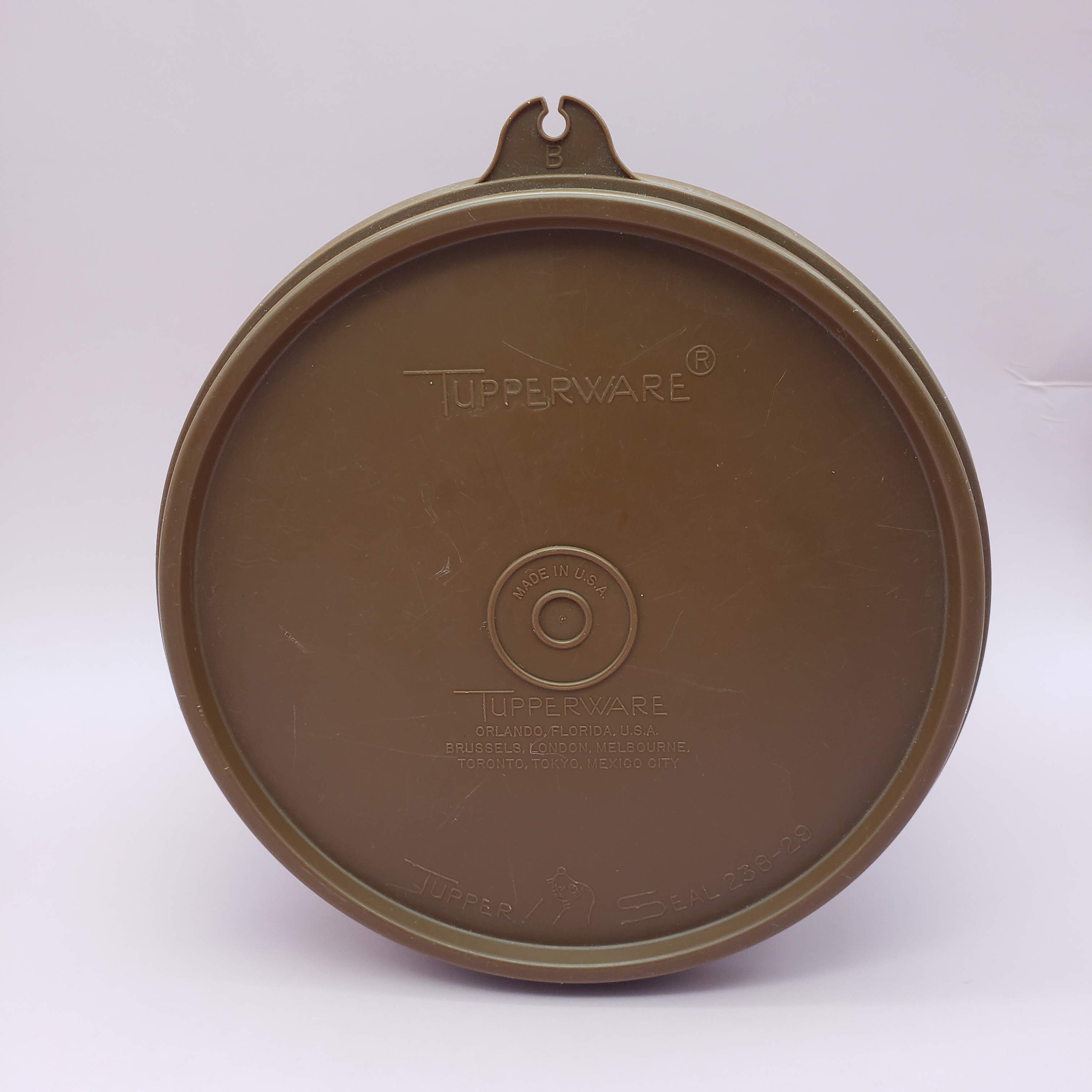 Vintage Tupperware Plastic Brown Round Coffee black Font Cannister ...