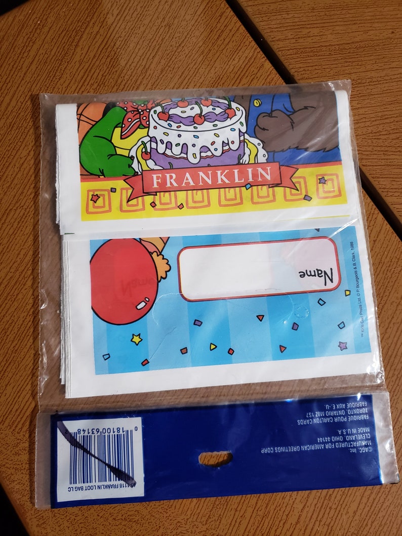 Nick Jr. Franklin the Turtle Birthday Plastic Goodie Bags - Etsy