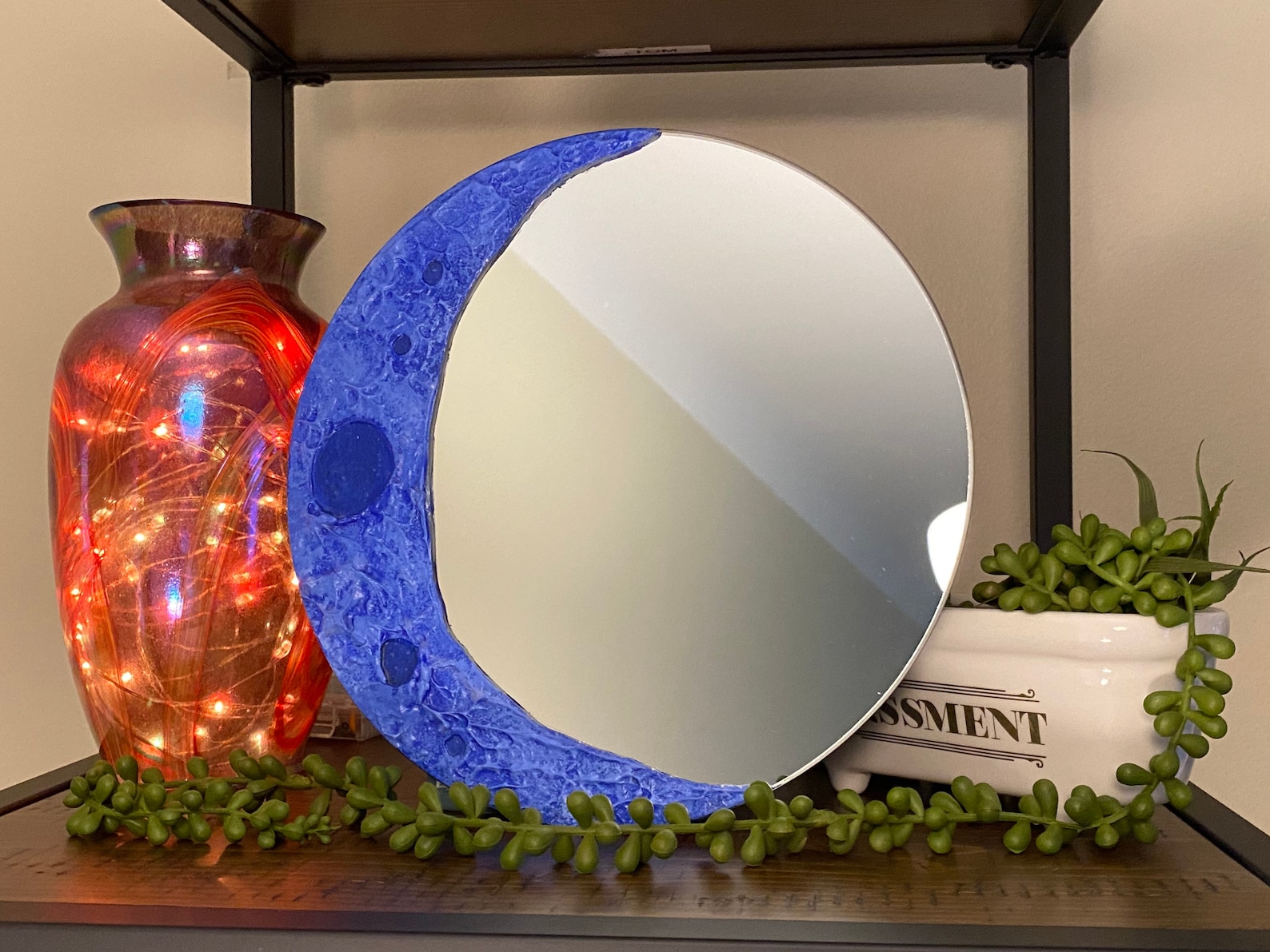 Lunar Bella Crescent Blue Moon Mirror, 10 Round Mirror, Blue Wall Decor ...