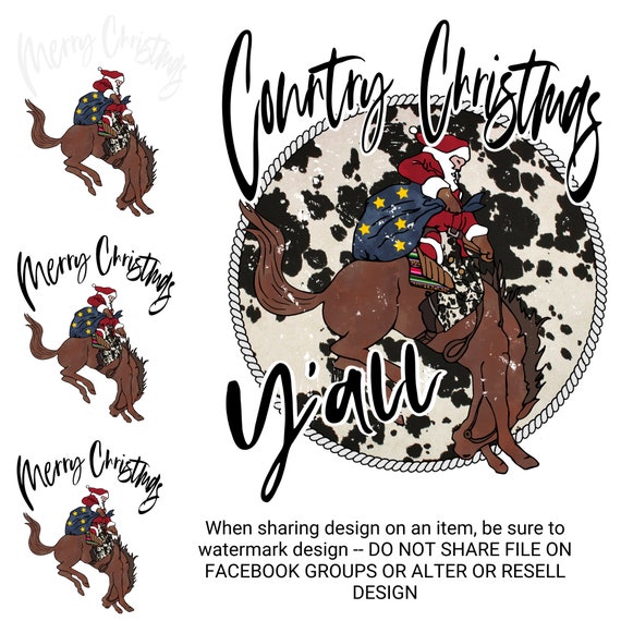 Christmas clipart PNG Country Santa cowboy cowgirl clipart | Etsy