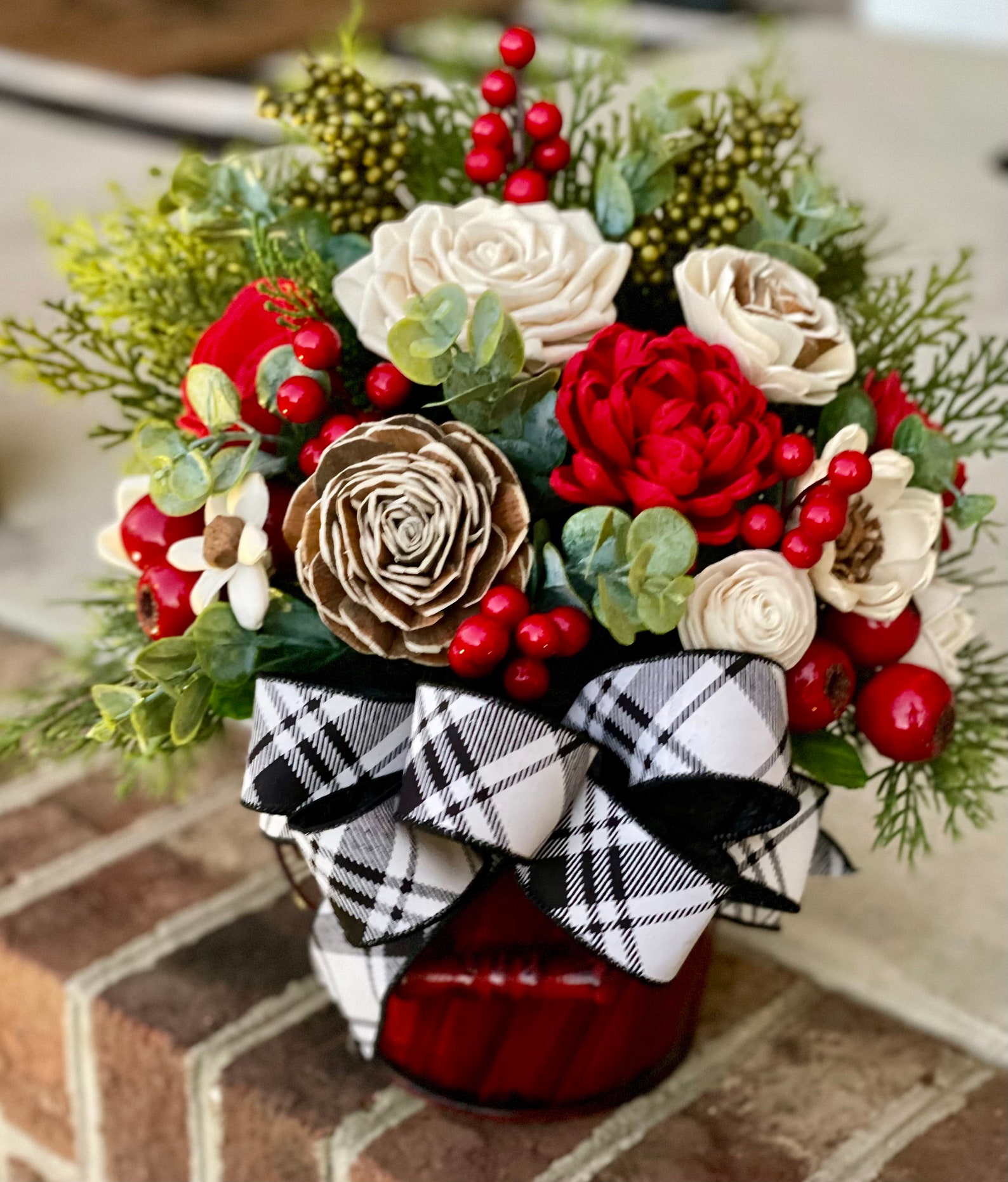 Christmas Red Bucket Christmas Tin Farmhouse Christmas - Etsy