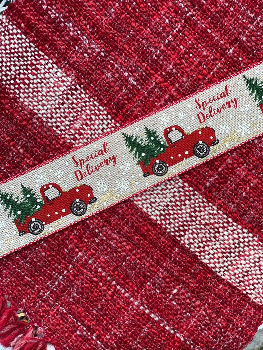 Red Truck Christmas Ribbon - Make Your Own Bow, Christmas Ribbon, 5 ...
