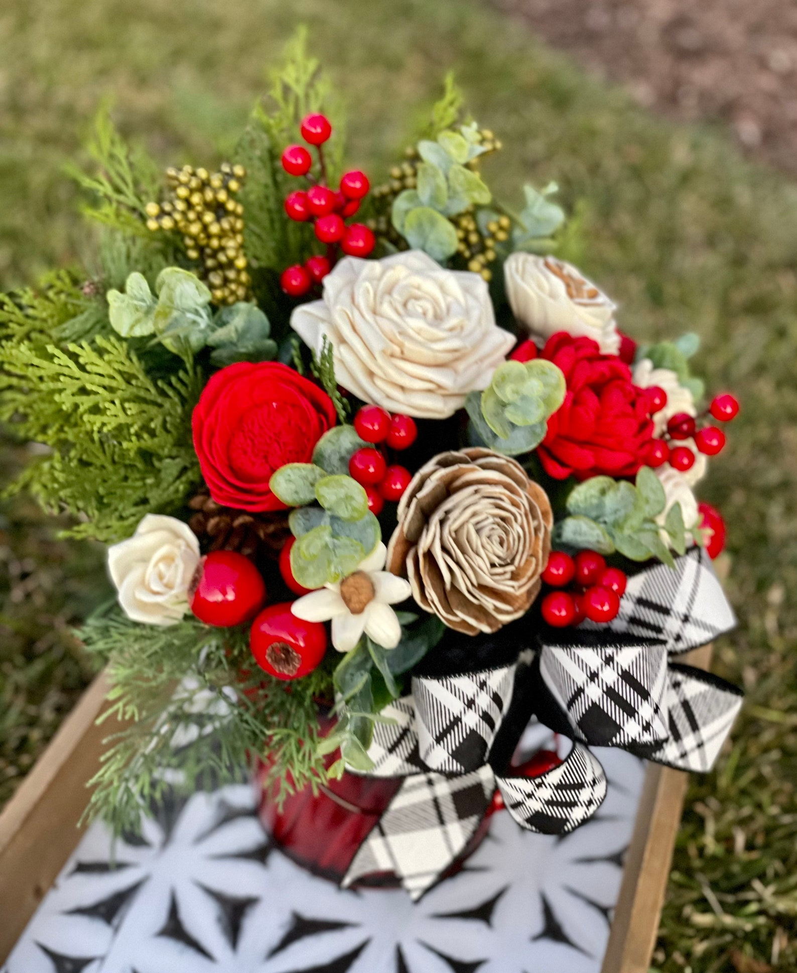 Christmas Red Bucket Christmas Tin Farmhouse Christmas | Etsy