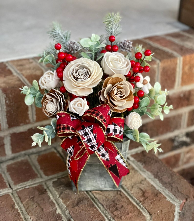 Christmas Plaid Centerpiece Christmas Tin Farmhouse - Etsy