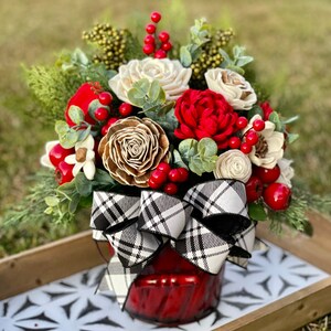 Christmas Red Bucket Christmas Tin, Farmhouse Christmas, Rustic ...