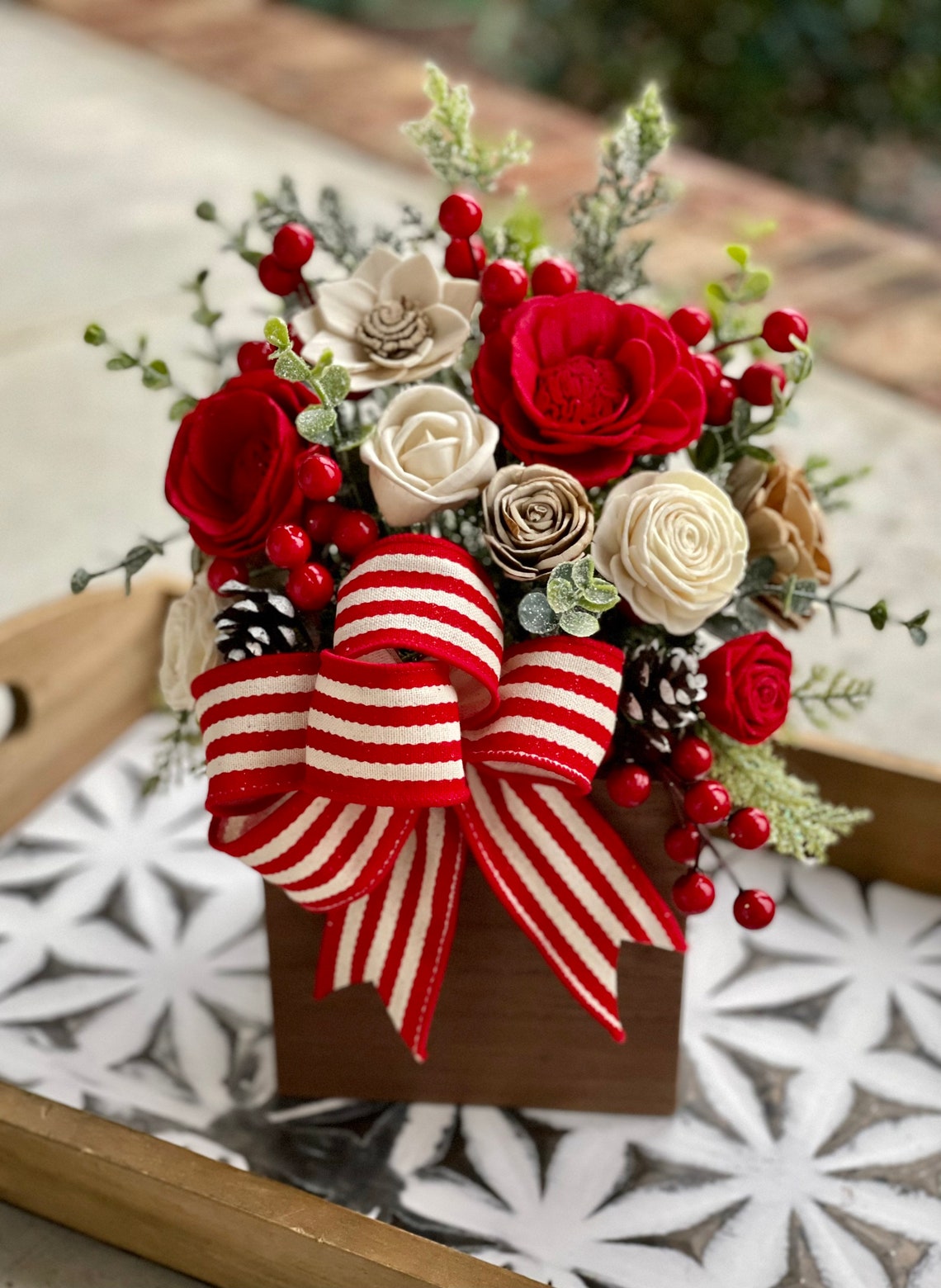 Christmas Box Flowers Farmhouse Christmas Flowers Christmas - Etsy