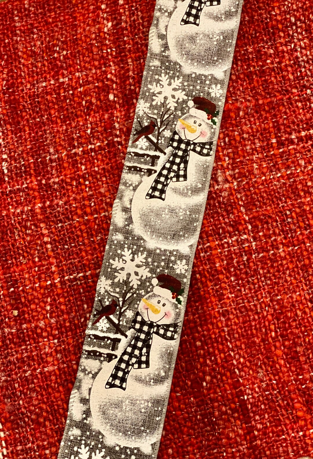 Snowman Ribbon - Wired Ribbon, Make Your Own Bow, Christmas Ribbon ...