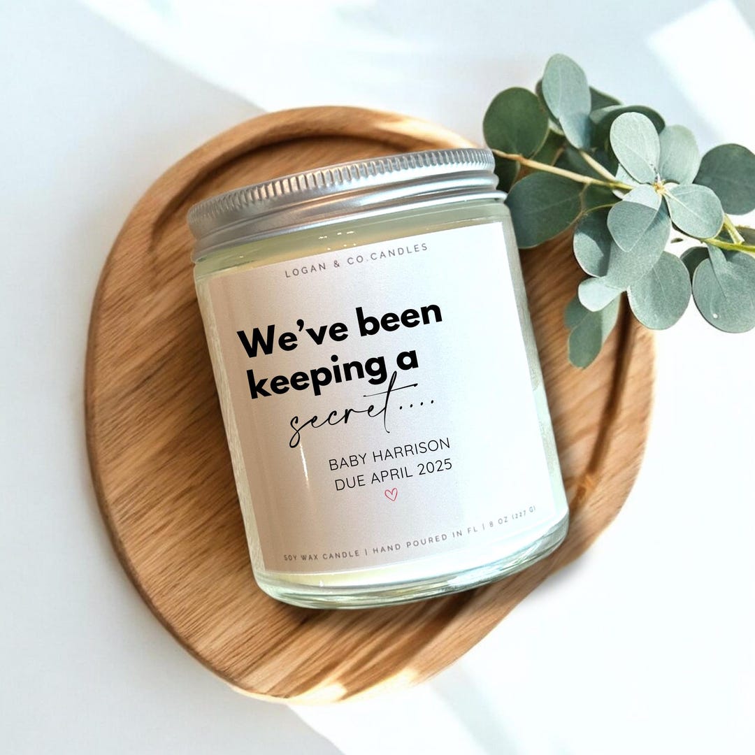 Keeping a Secret Pregnancy Announcement Gift: Soy Candle Grandparent ...