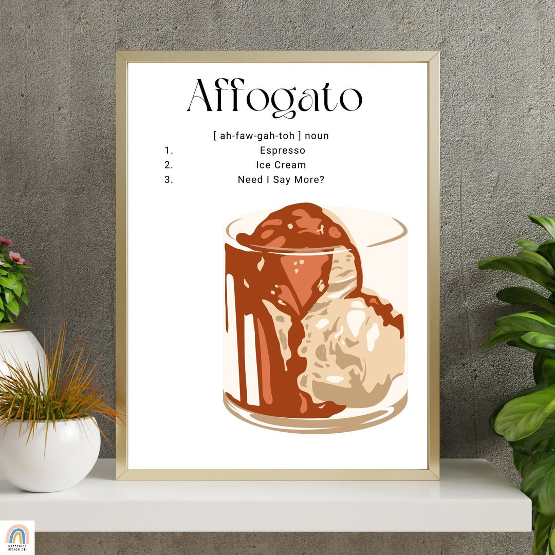 Affogato Art Print Digital Art Espresso Coffee Bar Gifts Fun Wall Art ...