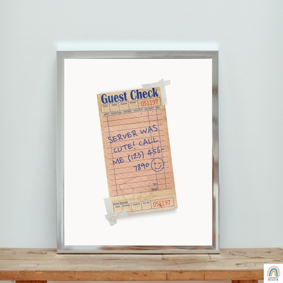 Server Was Cute, Call Me Digital Art Kitchen & Bar Art Modern Unique ...