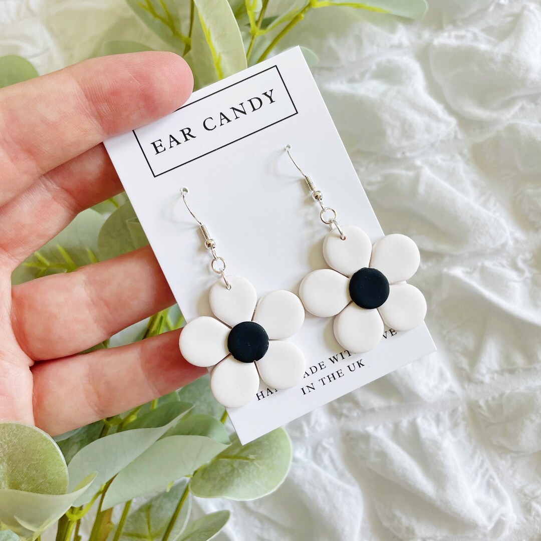 MADE TO ORDER / White Daisy Hoops / Daisy Hoops / Hoop - Etsy