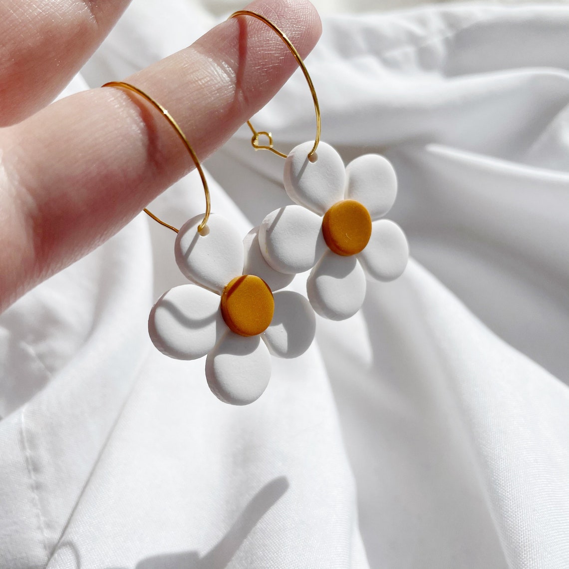 MADE TO ORDER / White Daisy Hoops / Daisy Hoops / Hoop - Etsy