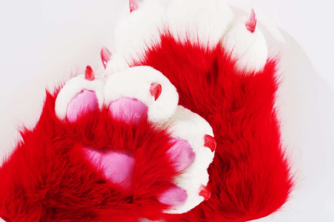 Paw Gloves, 4 Finger Paws, Fursuit Paws, Furry Faux Fur Paws, Realistic ...