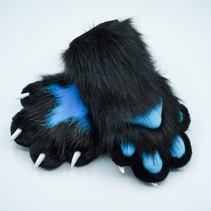 Patterned Black&blue Hand Paws With Stripes | Fluffy Soft Fursuit 4 ...