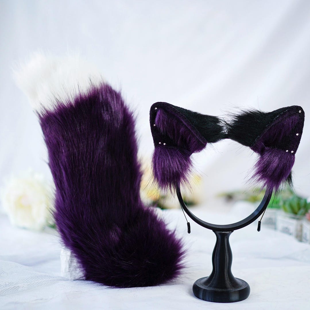 Grape Purple Fox Ears&tail Set,realistic Cospaly Costume Accessories ...