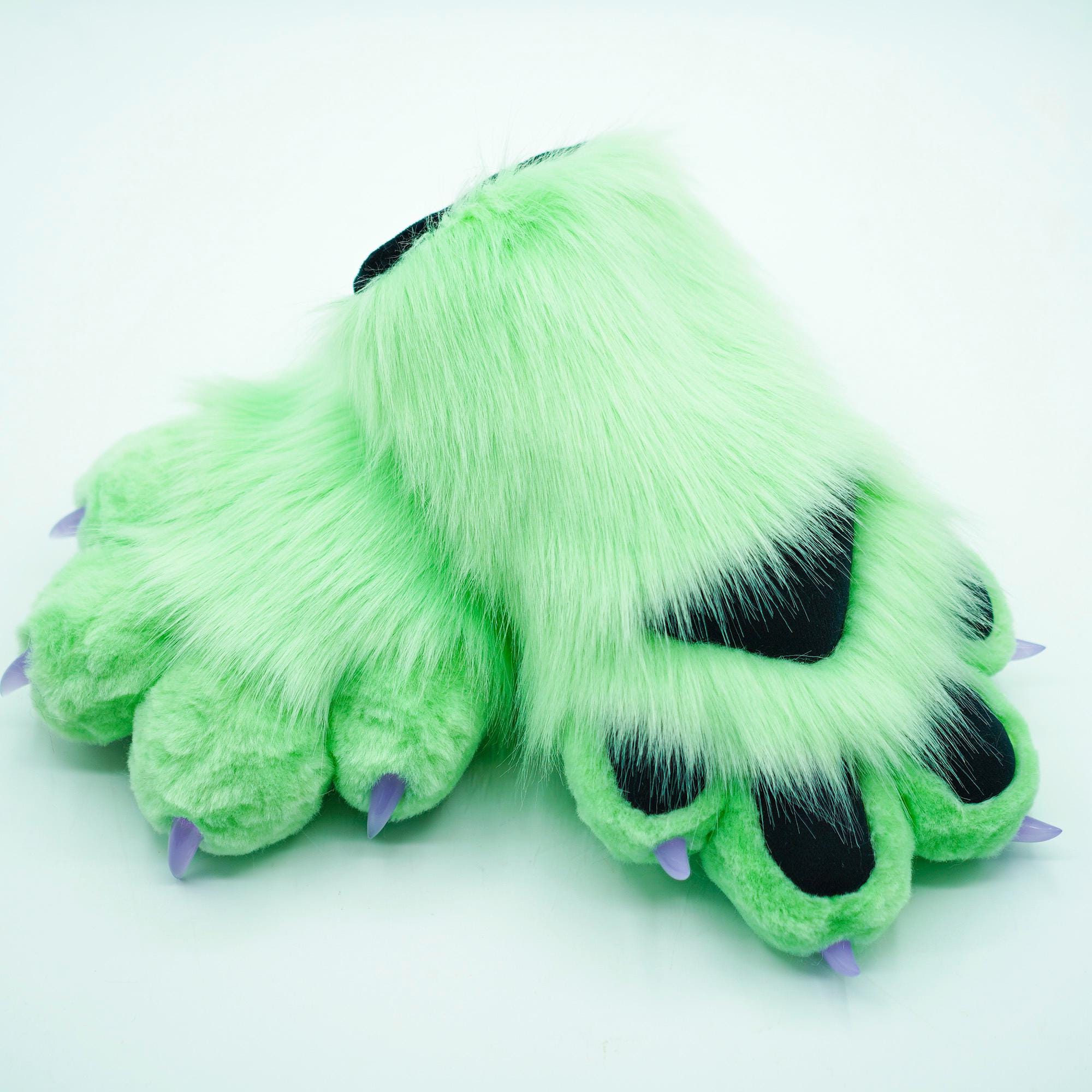 Green Furry Paws With Black Pad | Fluffy Fursuit Partial Costume ...