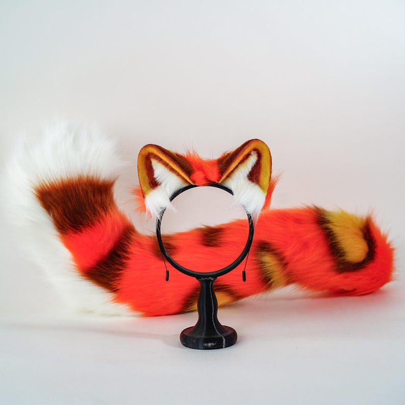 LARP Fursuit Set - Faux Fur Animal Ears Paws Tail & Headband, Roleplay ...