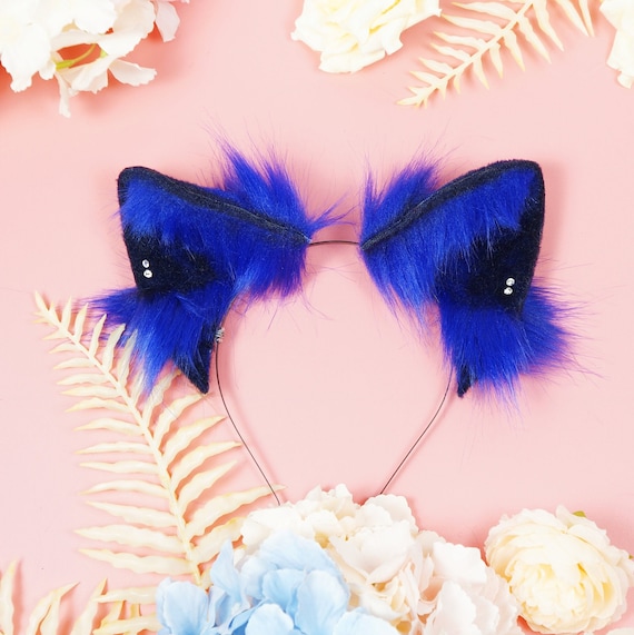 Blue and Black Fox Ears Wolf Ears Headband Cat Ears Cosplay - Etsy