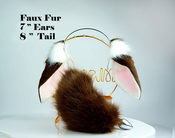 Dark Brown Lop Ears and Tail Set Bunny Tail and Ear Anime | Etsy
