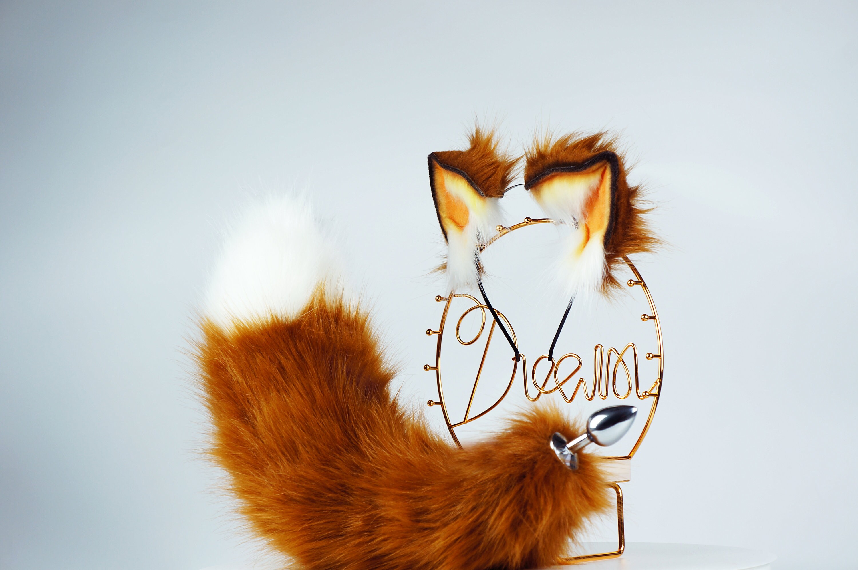 Red Fox Tail Plug and Ear Set Fox Ear Headband Fox Tail Butt - Etsy