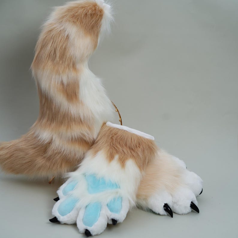 Furry Handpaws and Tail Set, Custom Faux Fur Set for Conventions and ...