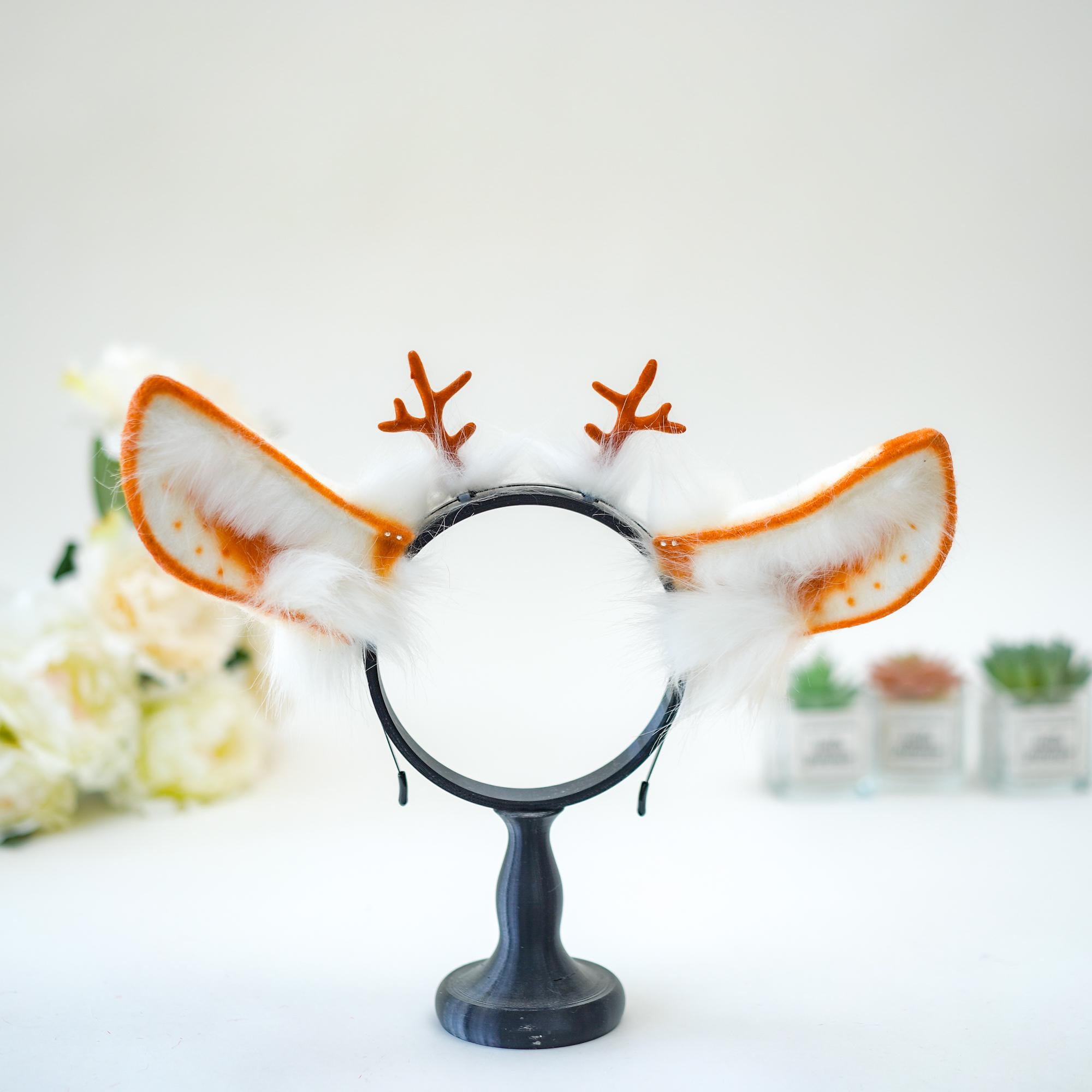 Fawn Deer Antler Ears Headband | Handmade White and Orange Faux Fur ...