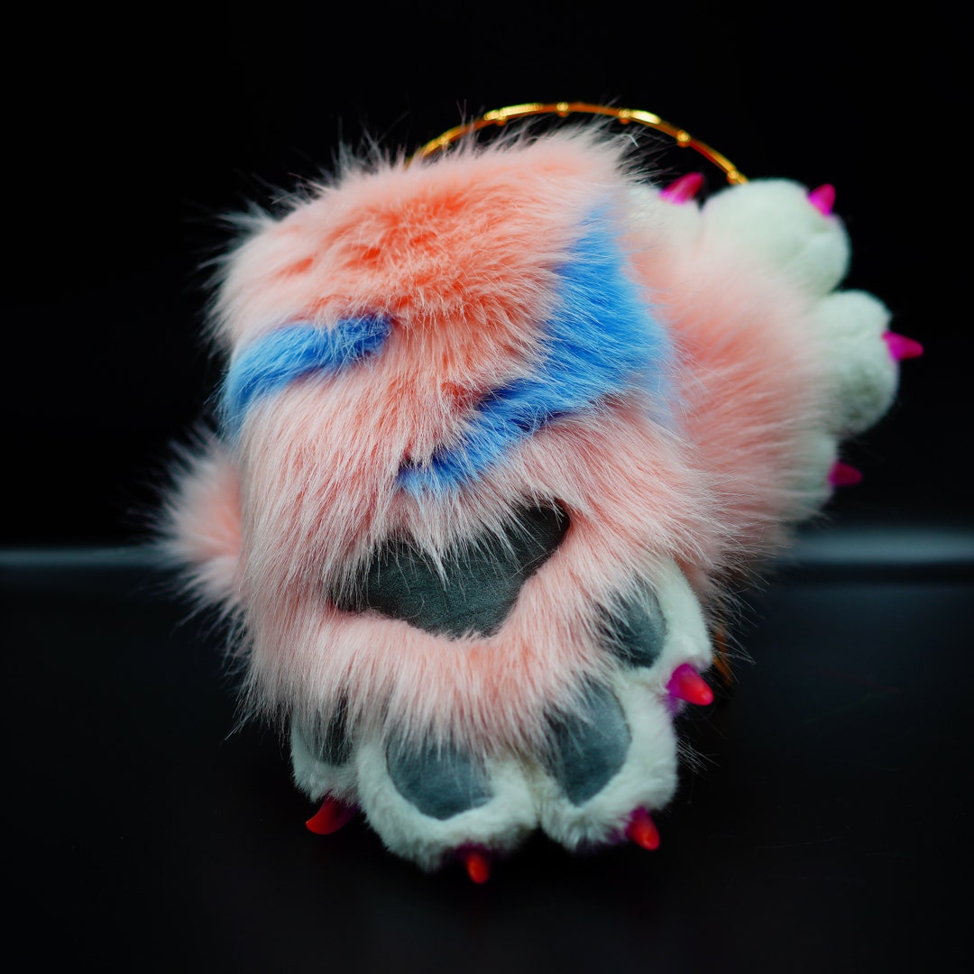Pink Blue Pink Stripe Paws, Furry Gloves, Cosplay Gloves, Cat Paws ...
