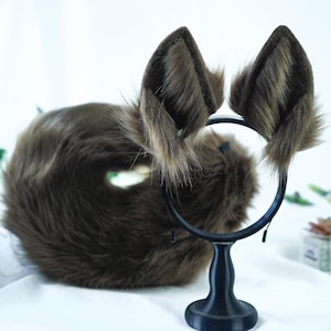 Huskies Ears and Tail Set, Shepherd Dog Ears Cosplay Set for Conventions and Halloween, Animal ...