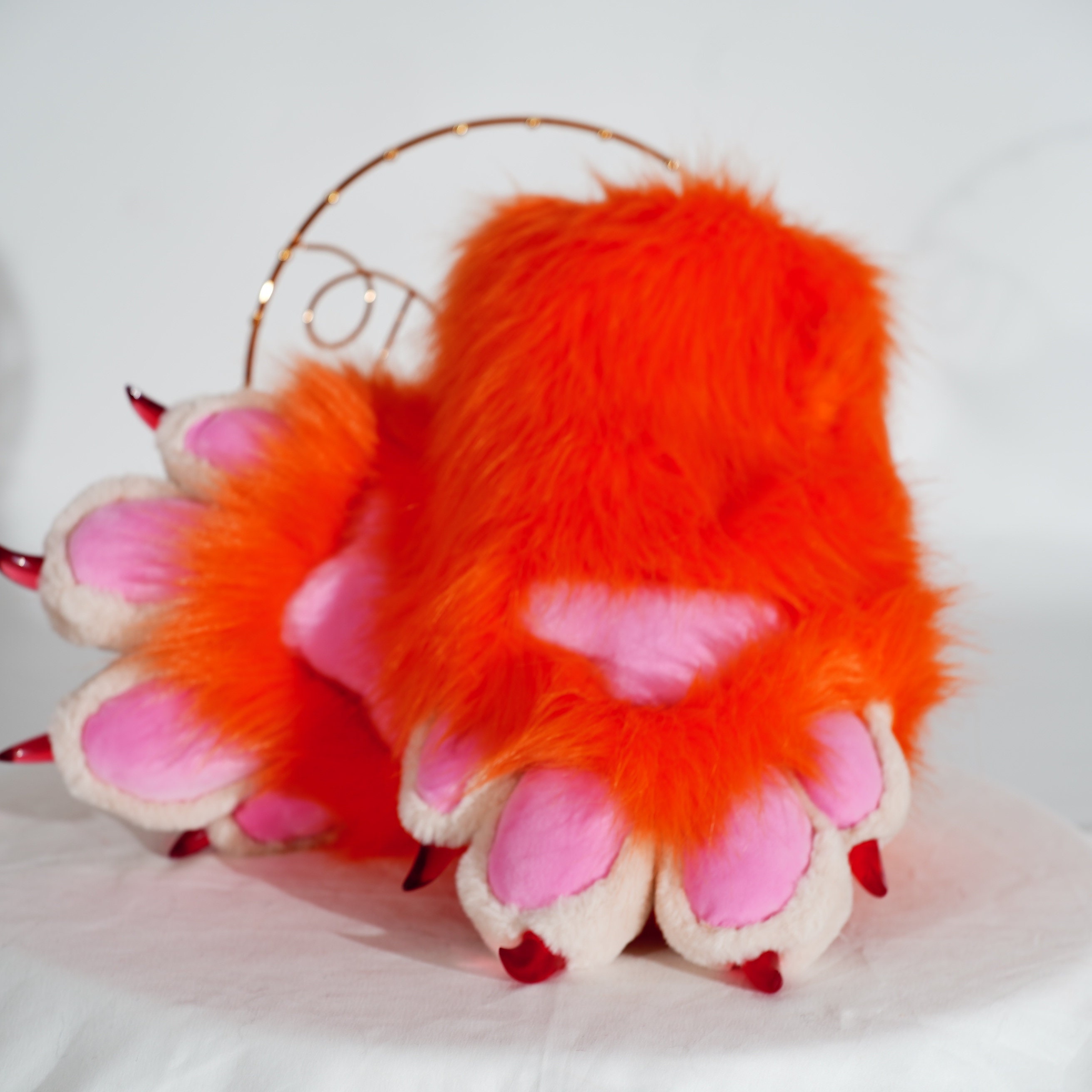 Orange and White Fursuit Paws, Furry Gloves, Cosplay Gloves, Cat Paws ...