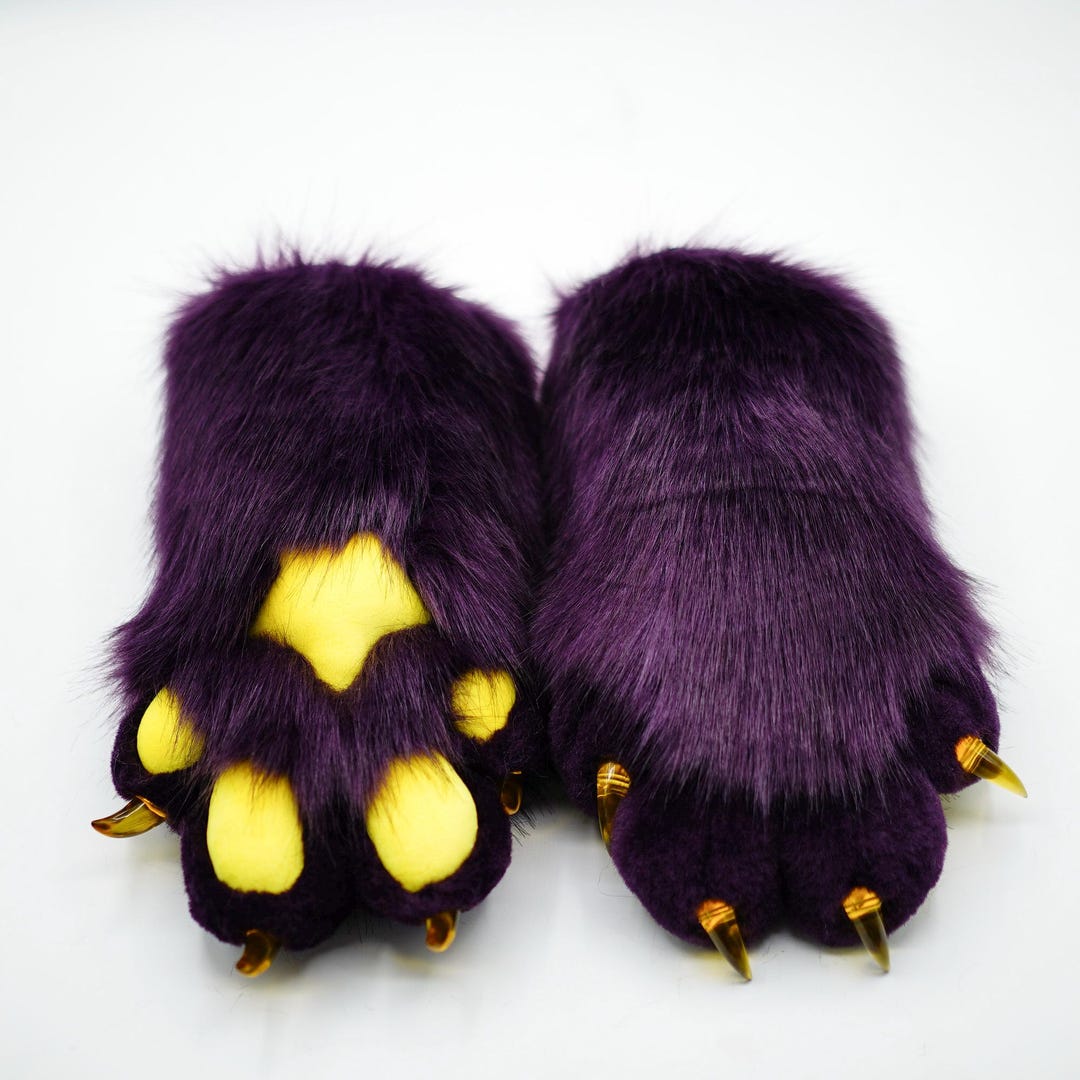 Dark Purple Furry Paws With Star Pads, Perfect for Cosplay, Fursuits ...