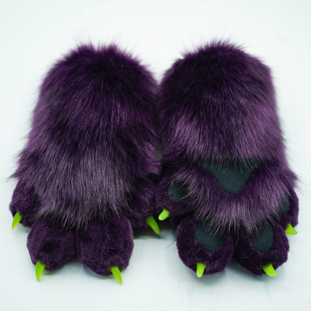 Dark Purple Fursuit Black Pad Hand Paws, Cosplay Costume Gloves ...
