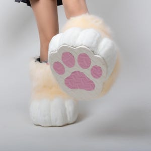 Beige&white Outdoor Fursuit Feet Paws-comfortable and Durable Fursuit ...