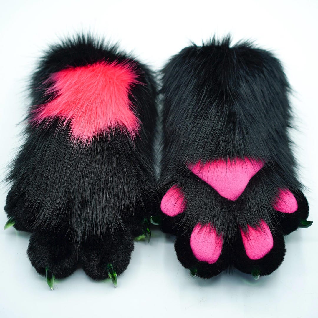 Star Paw Fursuit Paws Plush Fursuit Paw With Star, Hot Pink Plush Paws ...