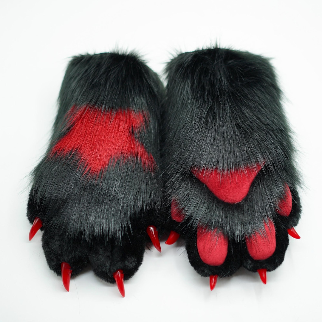 Star Pattern Black Puppy Paws, Furry Gloves, Tiger Paws, Fox Paws, Pet ...