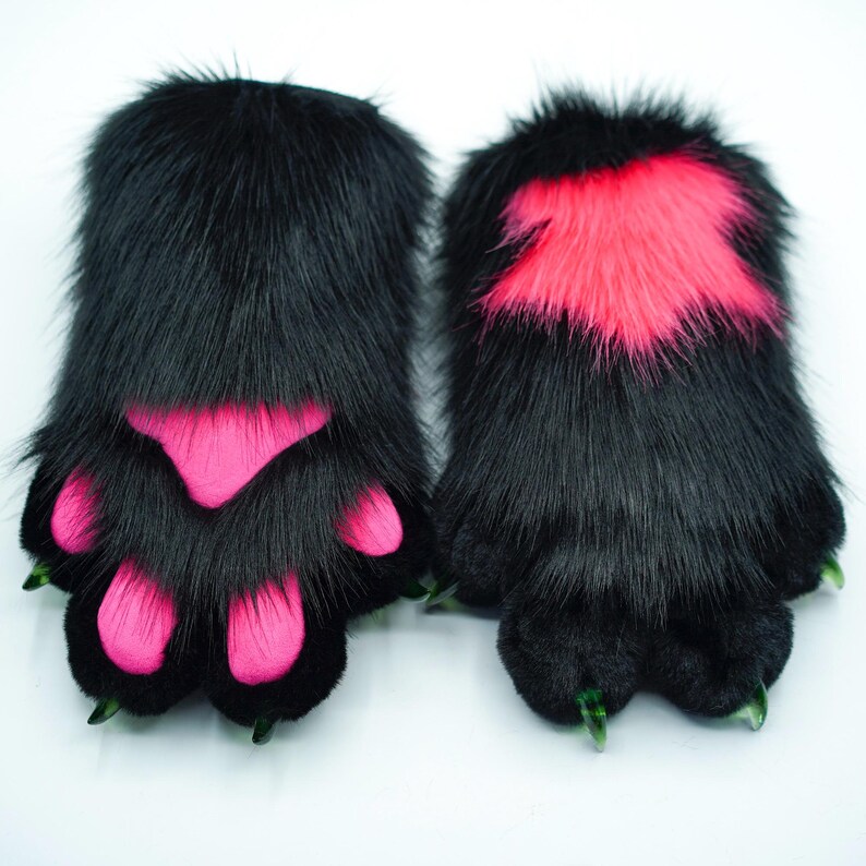 Star Paw Fursuit Paws Plush Fursuit Paw With Star, Hot Pink Plush Paws ...