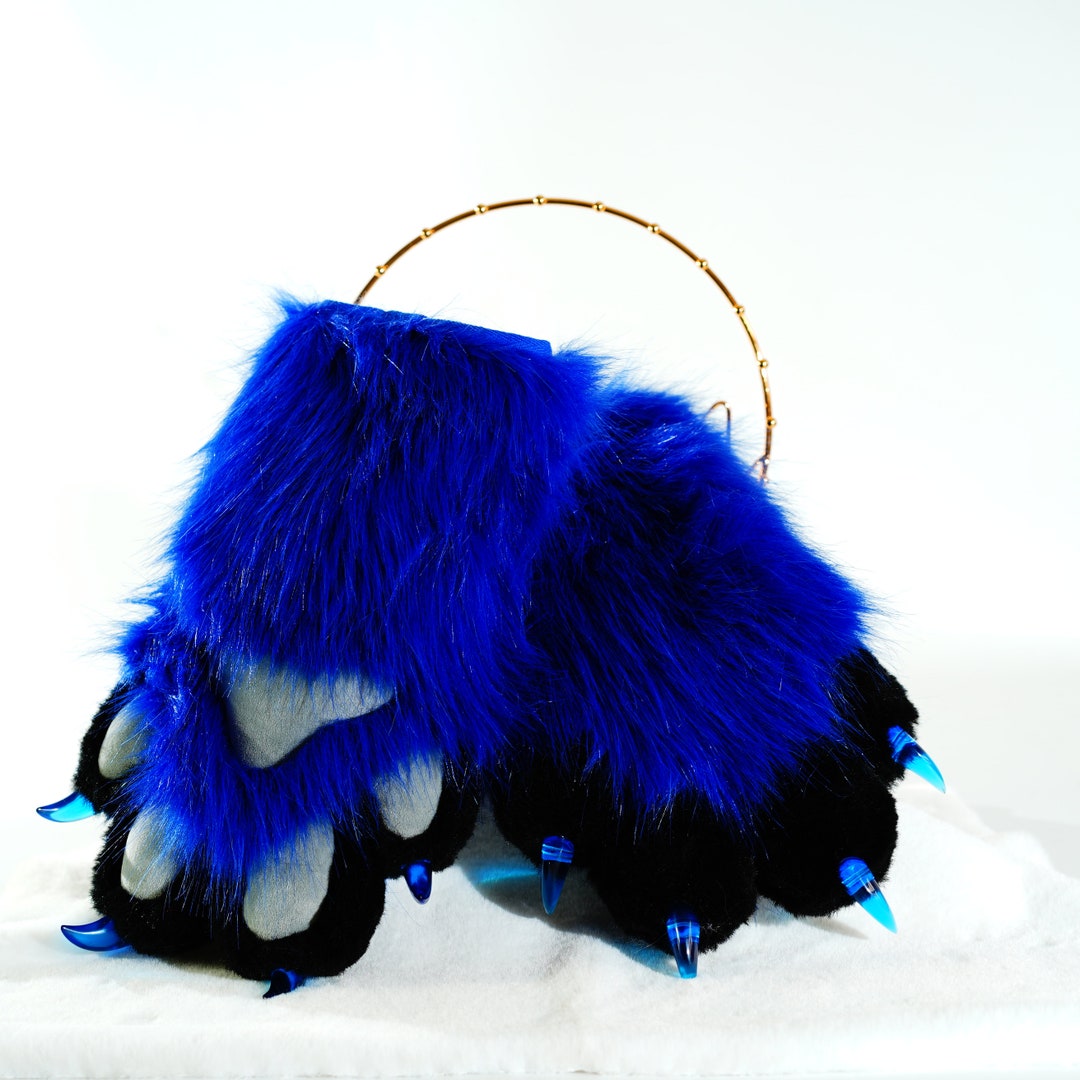 Royal Blue Paw Gloves, 4 Finger Paws, Fursuit Paws, Faux Fur Paws ...