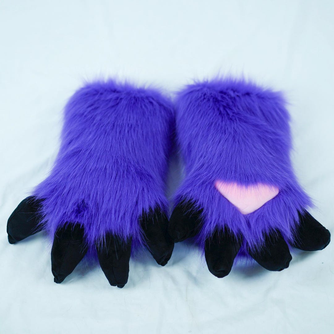 Violet Dragon Paws Fursuit Gloves, Cosplay Animal Hand Paws, Fantasy ...
