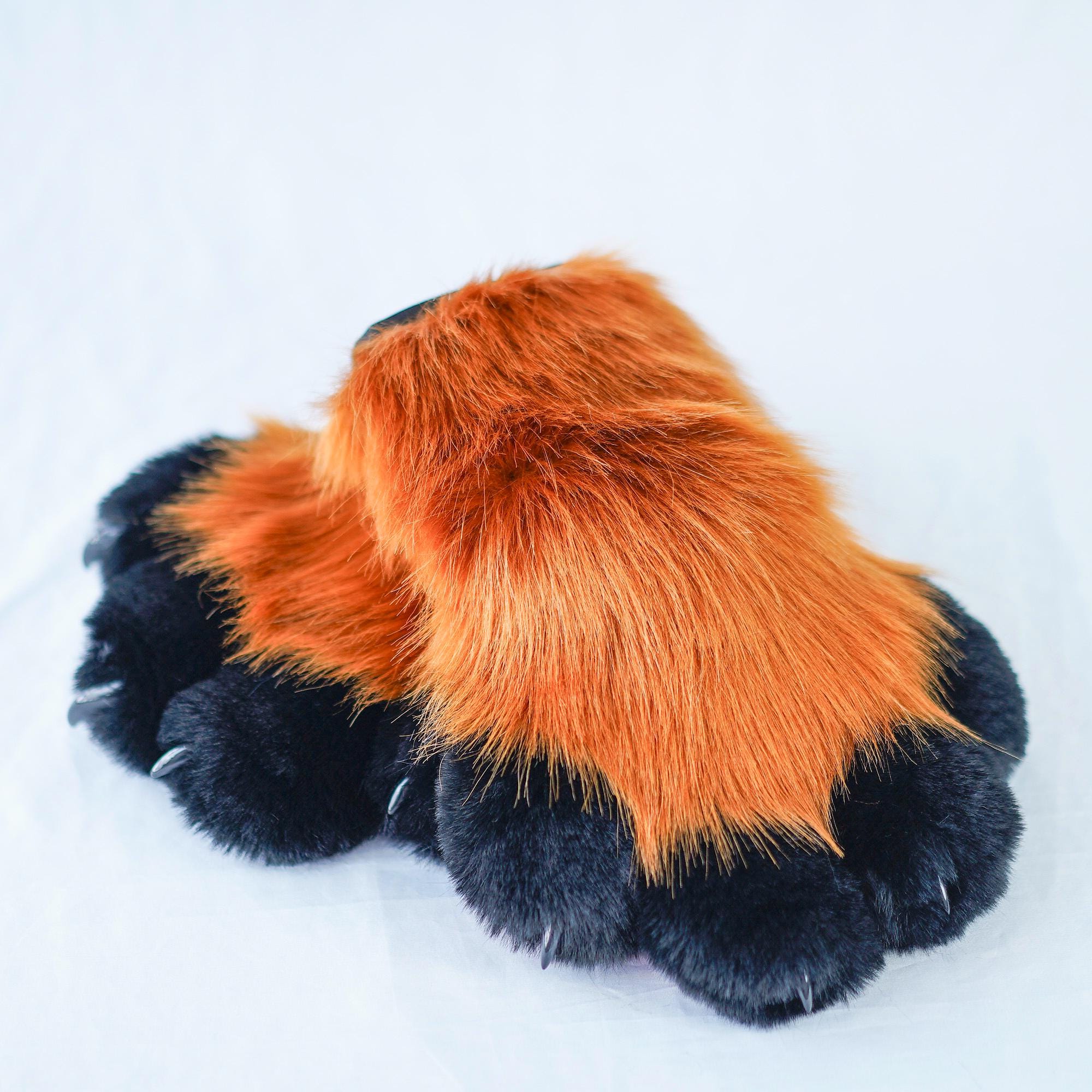 Puffy Paws Black & Brown Faux Fur Fursuit Costume Cosplay Soft Paws ...