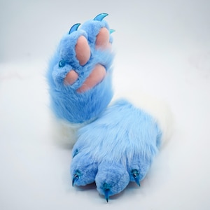 Party Fursuit Partial Costume | Furry Paws Sky Blue&white Fur Baby Pink ...
