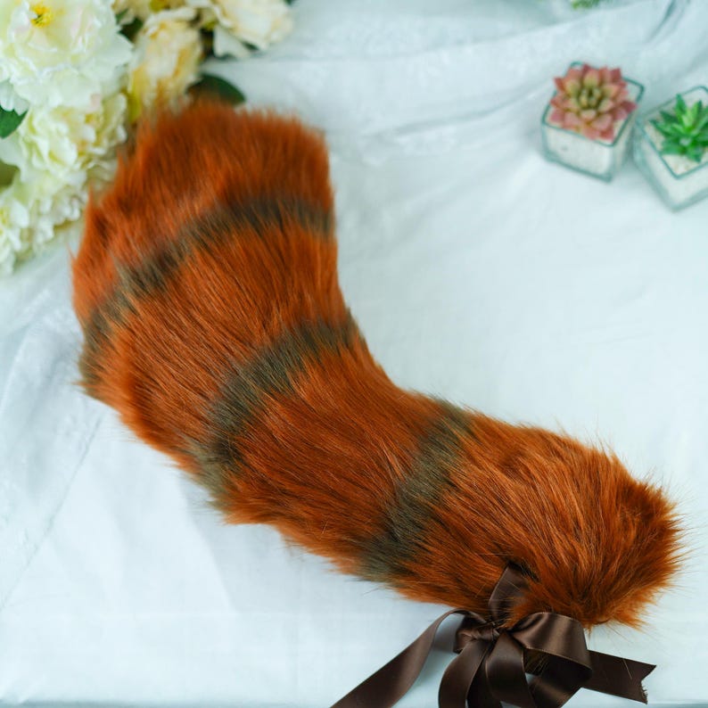 Brown Little Panda Ears & Tail With Stripes Set – Furry Ears and Tail ...