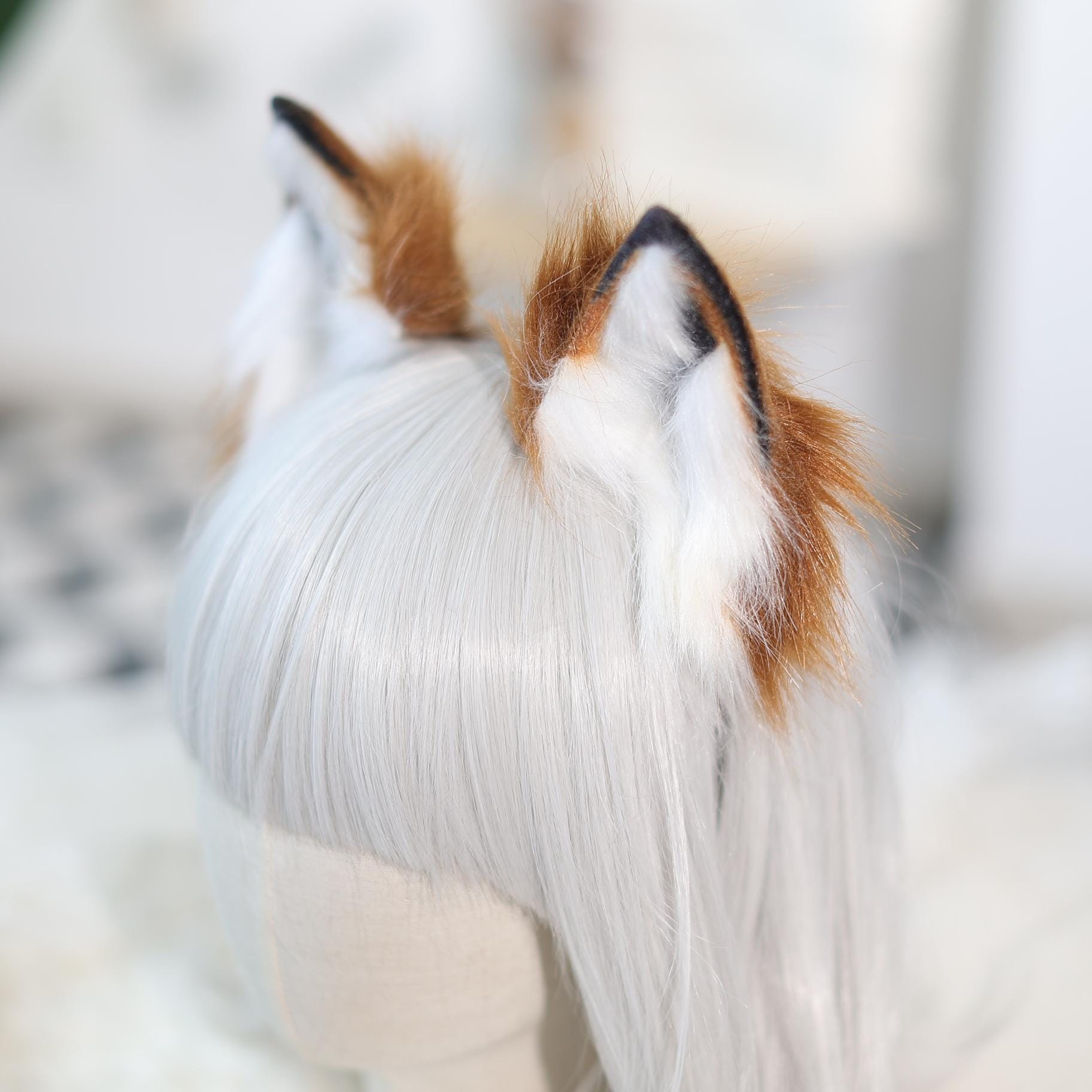 Yellow-brown Wolf Ear and Tail Set,realistic Faux Fur Fox Ear, Custom ...