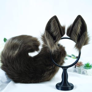 Huskies Ears and Tail Set, Shepherd Dog Ears Cosplay Set for Conventions and Halloween, Animal ...