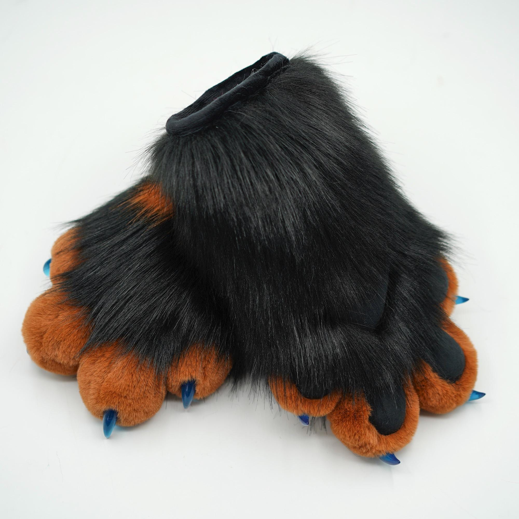 LARP Furry Fandom Fursuit Handpaws | UV Reactive Faux Fur Rave Gloves ...