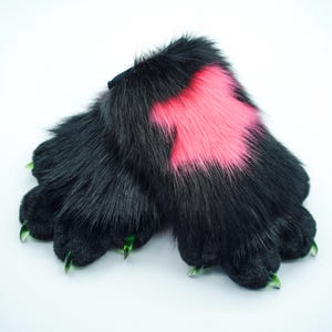 Star Paw Fursuit Paws Plush Fursuit Paw With Star, Hot Pink Plush Paws ...