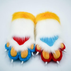 Furry Paws With Star Pattern and Colorful Style | Fluffy Fursuit ...